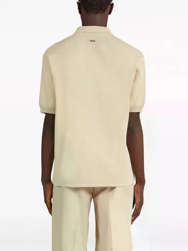 FERRAGAMO Logo-plaque Knitted Polo Shirt
