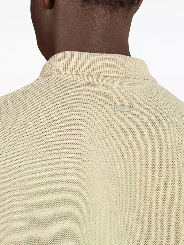 FERRAGAMO Logo-plaque Knitted Polo Shirt