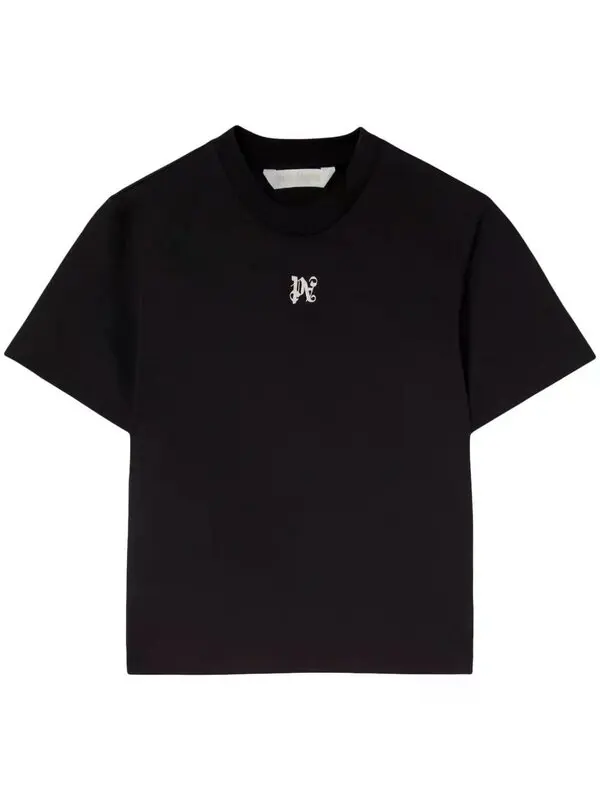 Palm Angels Monogram Cotton T-shirt - Black