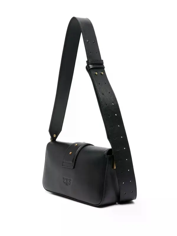 Pinko Mini Love One Slouchy Leather Shoulder Bag - Black