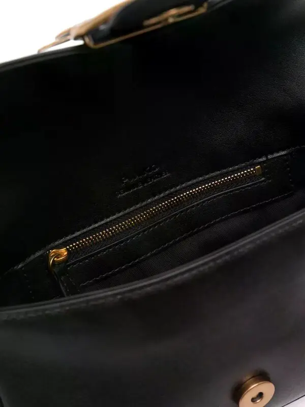 Pinko Mini Love One Slouchy Leather Shoulder Bag - Black