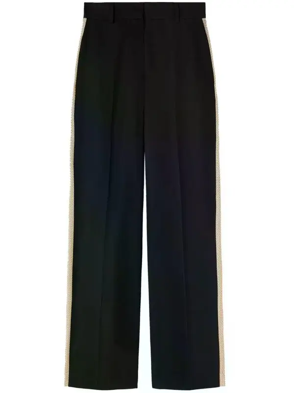Palm Angels Straight Trousers With Side Stripe Detail - Black