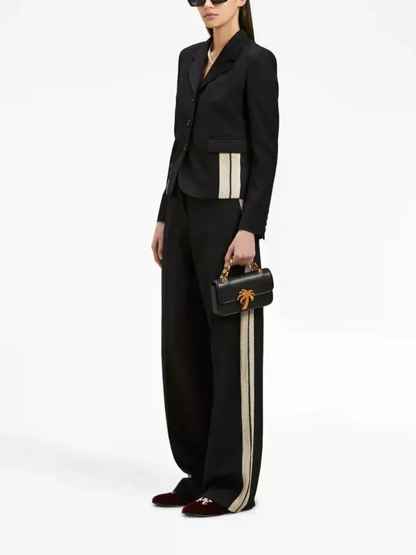 Palm Angels Straight Trousers With Side Stripe Detail - Black