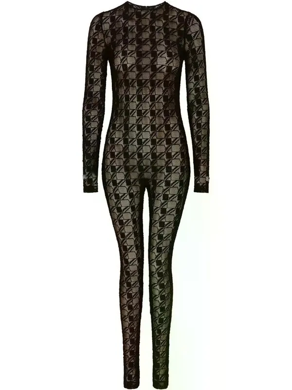 Dolce & Gabbana Semi-sheer Lace Jumpsuit - Black