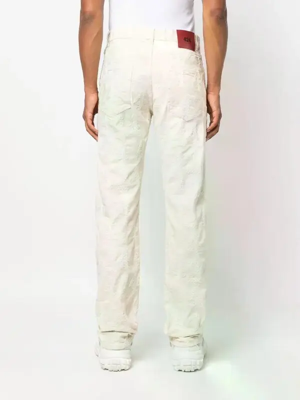 424 Bleach Wash Straight Leg Jeans