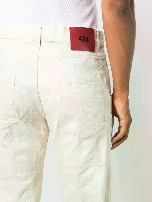 424 Bleach Wash Straight Leg Jeans