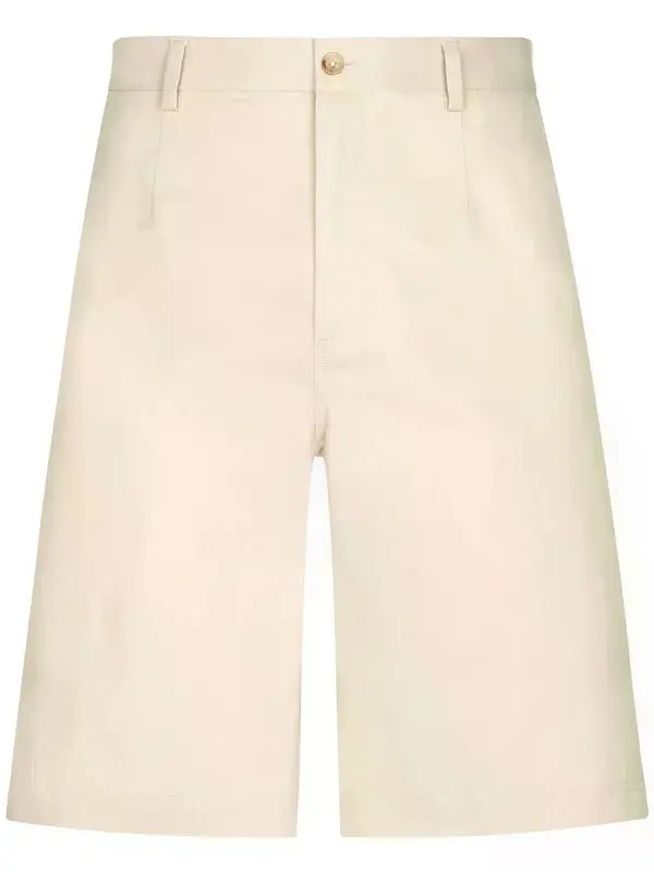 Dolce & Gabbana Logo-tag Stretch-cotton Shorts - Neutrals
