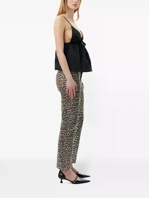 GANNI Floral-jacquard Flared Tank Top
