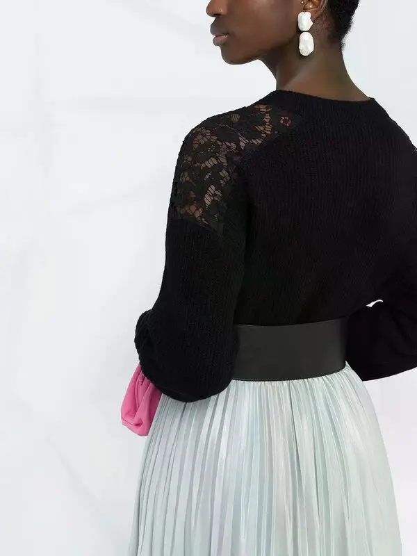 Valentino Garavani Lace-embellished V-neck Jumper