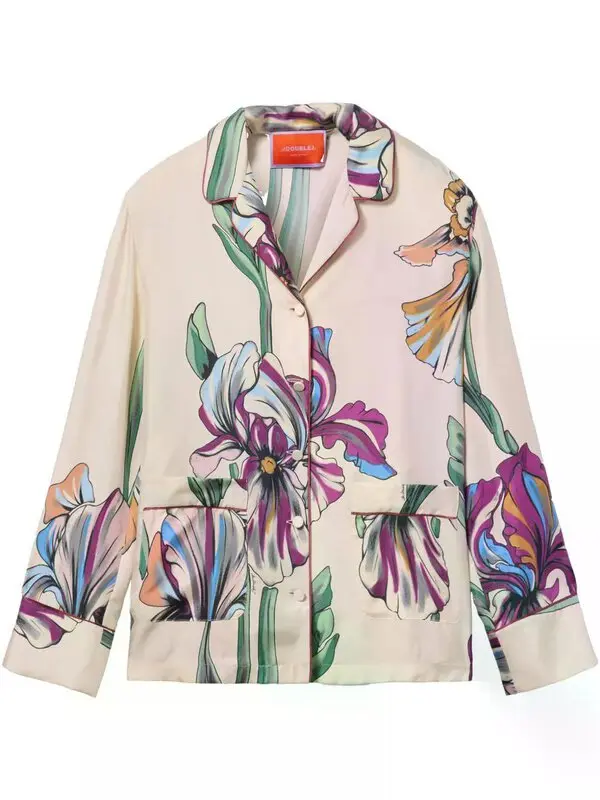 La DoubleJ Floral Print Silk Shirt - Neutrals
