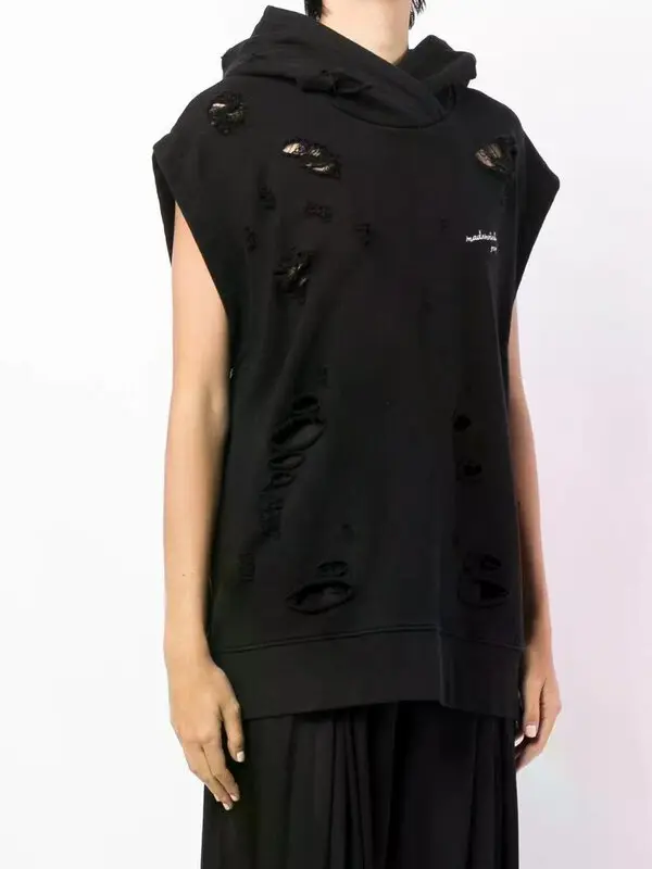 Goen.j Sleeveless Distressed Hoodie