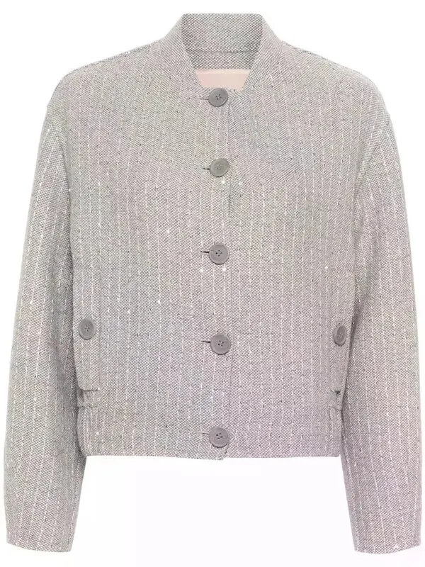 TWINSET Sequined Bomber Jacket - Neutrals