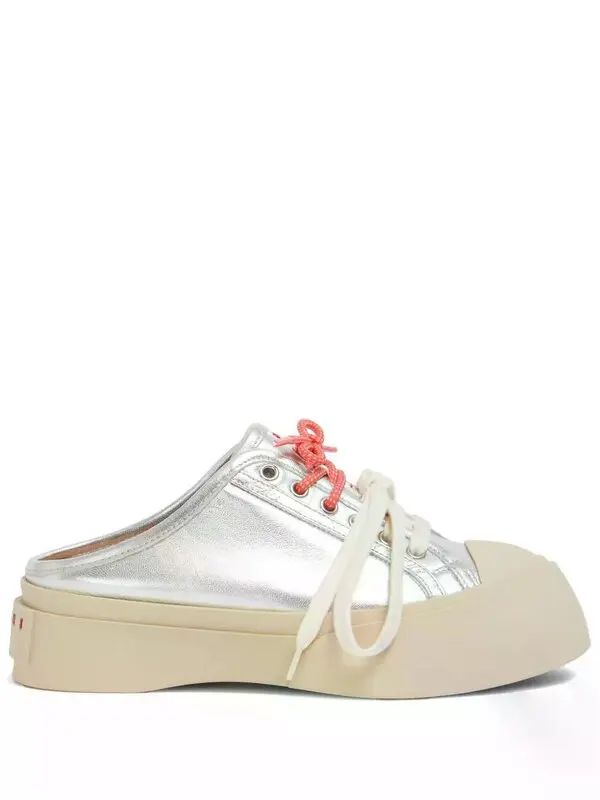 Marni Pablo Leather Lace-up Platform Sabot Trainers - Grey