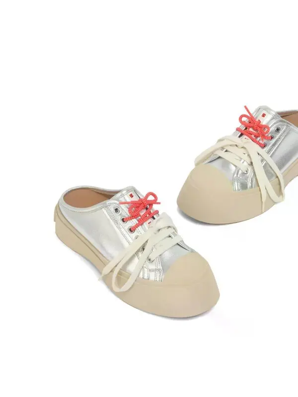 Marni Pablo Leather Lace-up Platform Sabot Trainers - Grey