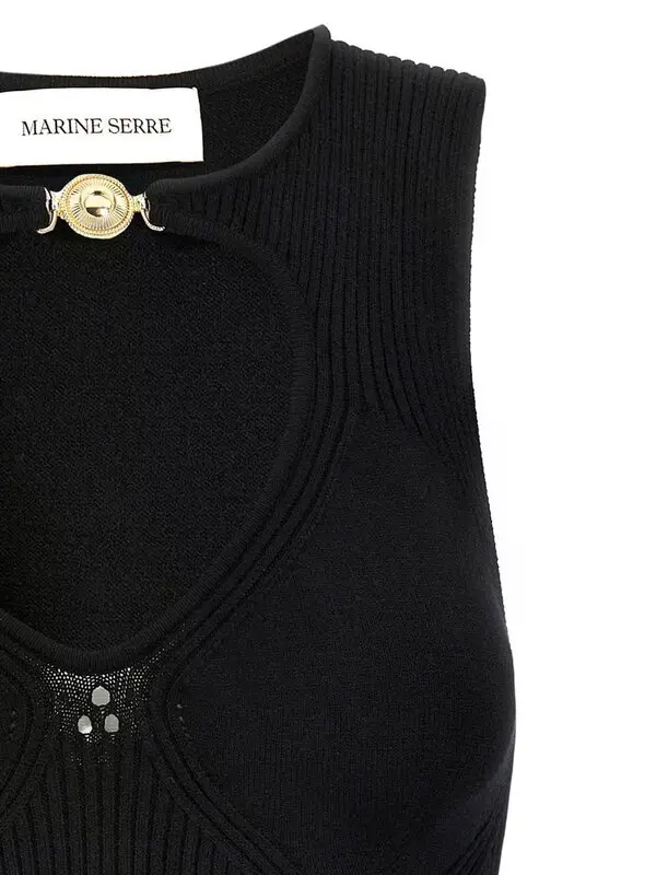 MARINE SERRE Ribbed Knit Cut-out Tank Top