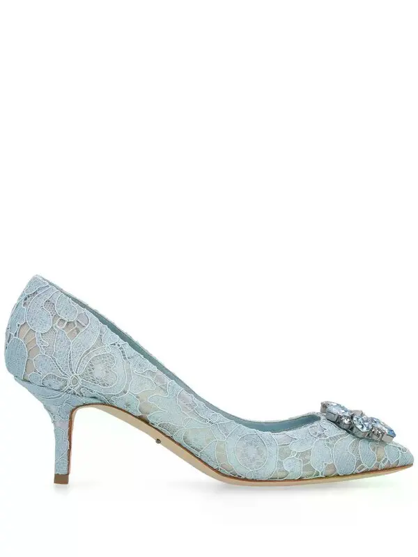 Dolce & Gabbana Bellucci Rainbow Lace Pumps With Swarovski Crystal Flower - Blue