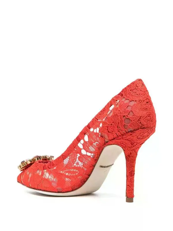 Dolce & Gabbana Lace Embellished Stiletto Pumps - Red