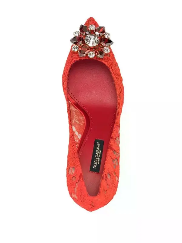 Dolce & Gabbana Lace Embellished Stiletto Pumps - Red