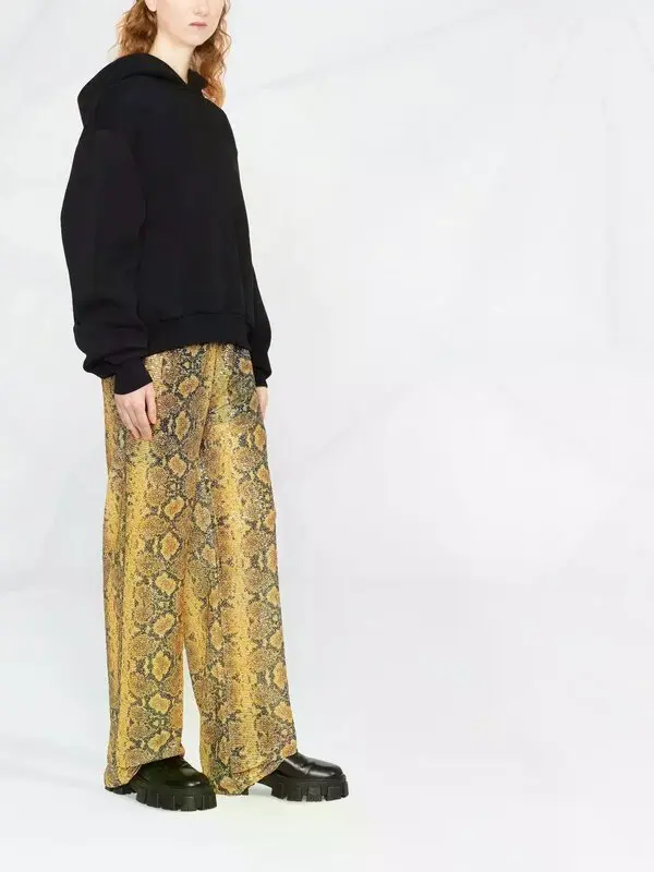 Gcds Sequin Embellished Snakeskin Print Wide Leg Trousers