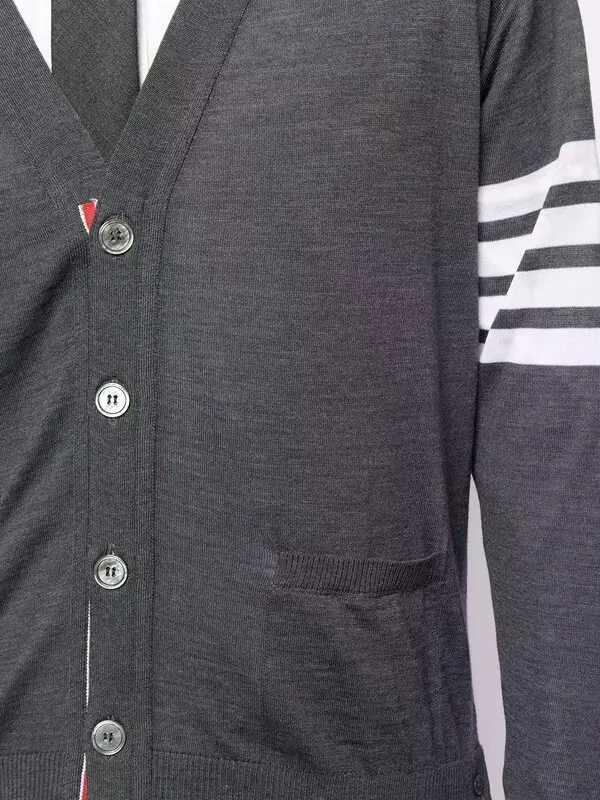 Thom Browne 4-bar Merino Wool V-neck Cardigan