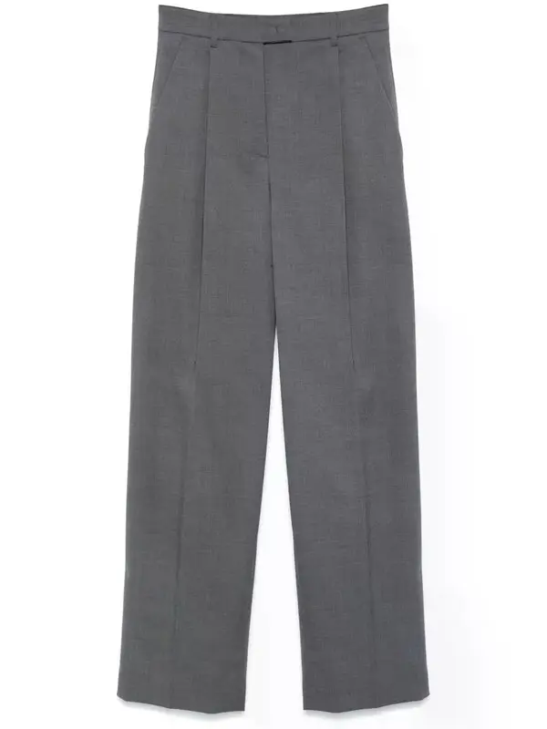 BLANCA VITA Pleated Wool Blend Trousers - Grey