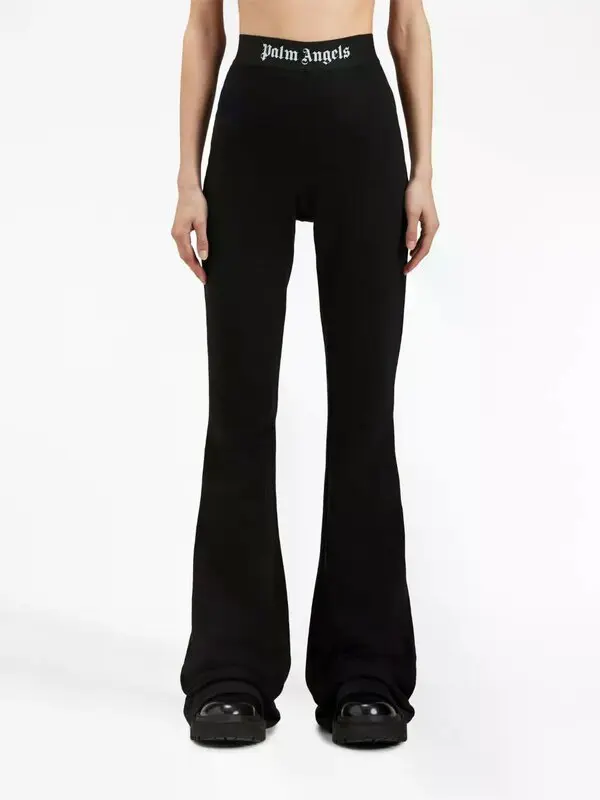 Palm Angels Flared Trousers With Logo Tape