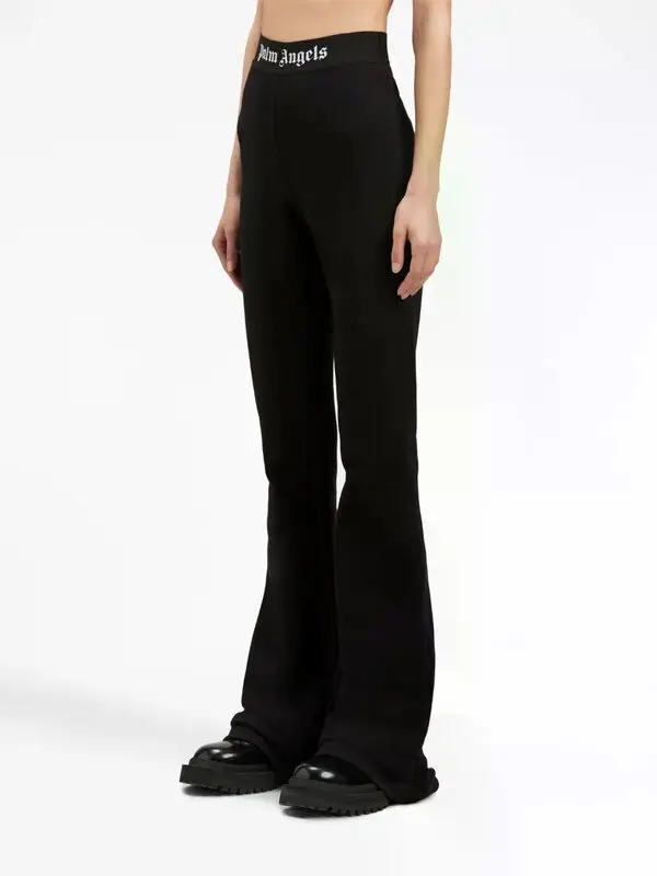 Palm Angels Flared Trousers With Logo Tape