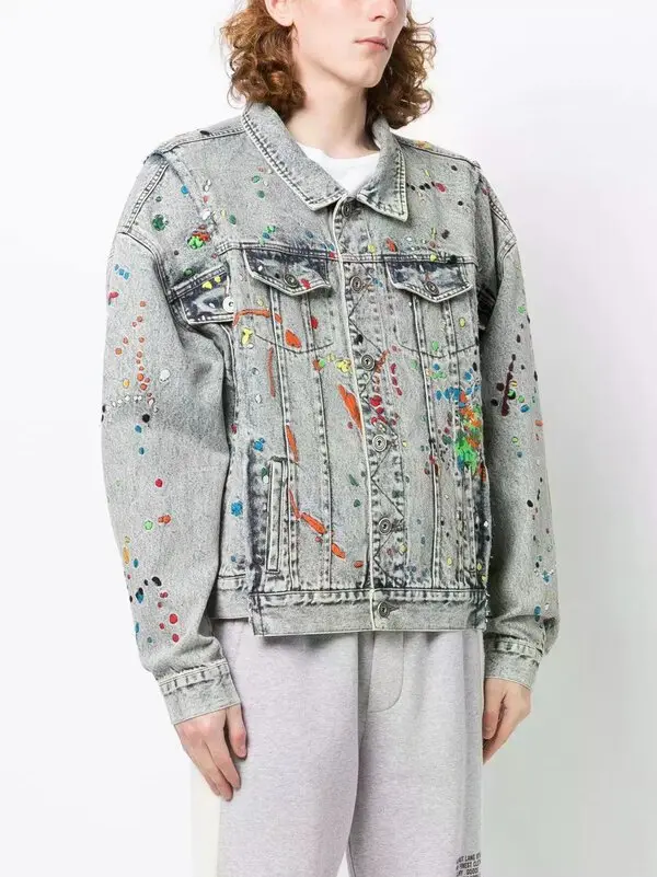 MOSTLY HEARD RARELY SEEN Paint-embroidered Denim Jacket - Blue