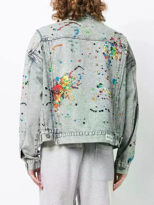 MOSTLY HEARD RARELY SEEN Paint-embroidered Denim Jacket - Blue