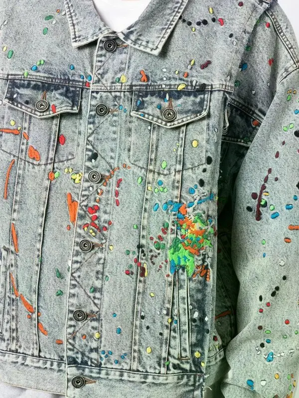 MOSTLY HEARD RARELY SEEN Paint-embroidered Denim Jacket - Blue