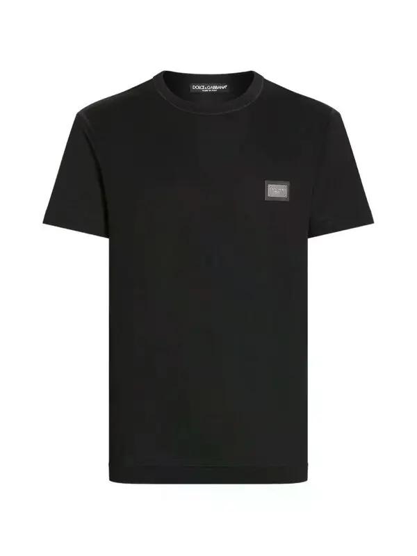 Dolce & Gabbana Cotton T-shirt With Branded Tag - Blue