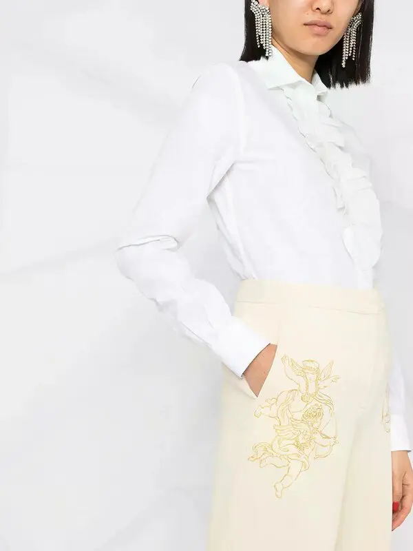 Moschino Embroidered Cupid Cropped Trousers - Neutrals