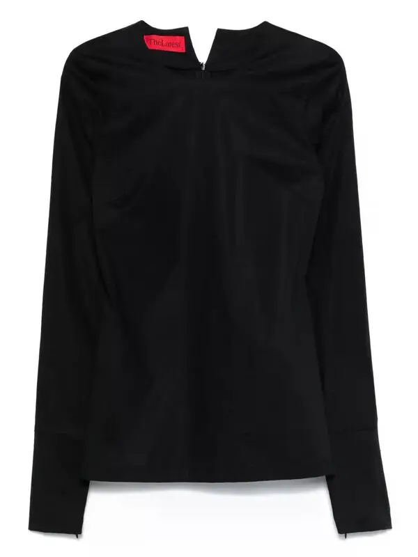 THELATEST Poplin Blouse With Crew Neck And Cuff Zips