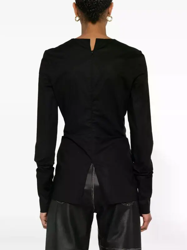 THELATEST Poplin Blouse With Crew Neck And Cuff Zips