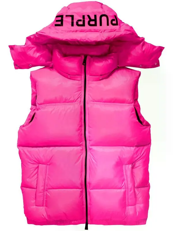PURPLE BRAND Logo-print Puffer Vest - Pink