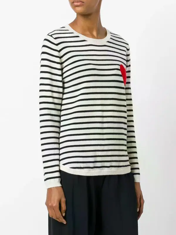 Chinti & Parker Breton Stripe Heart Jumper - Neutrals
