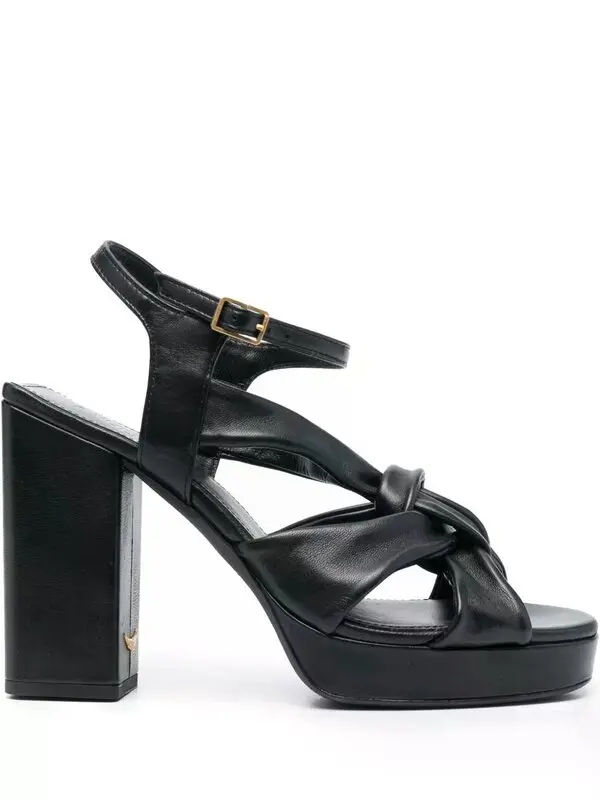 Zadig&Voltaire Forget Me Knot Leather Sandals With Block Heel