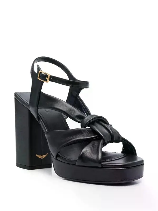 Zadig&Voltaire Forget Me Knot Leather Sandals With Block Heel