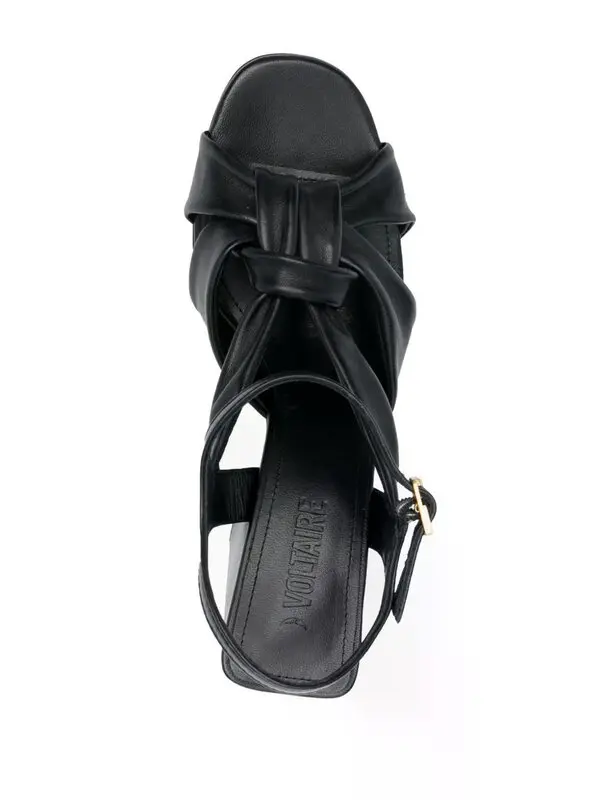 Zadig&Voltaire Forget Me Knot Leather Sandals With Block Heel