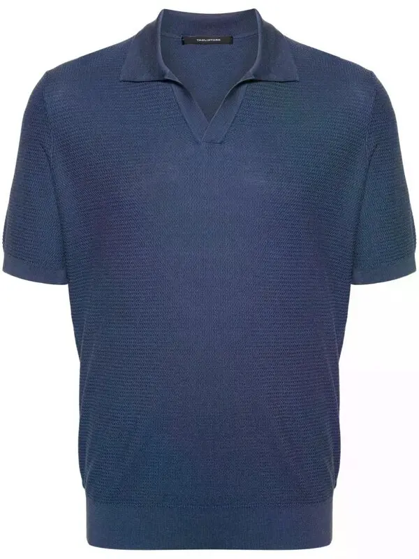 Tagliatore Paco Split-neck Polo Shirt - Blue
