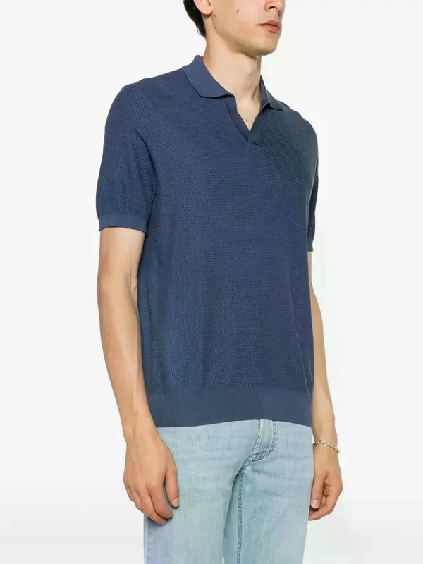 Tagliatore Paco Split-neck Polo Shirt - Blue