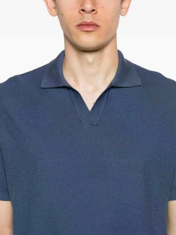 Tagliatore Paco Split-neck Polo Shirt - Blue
