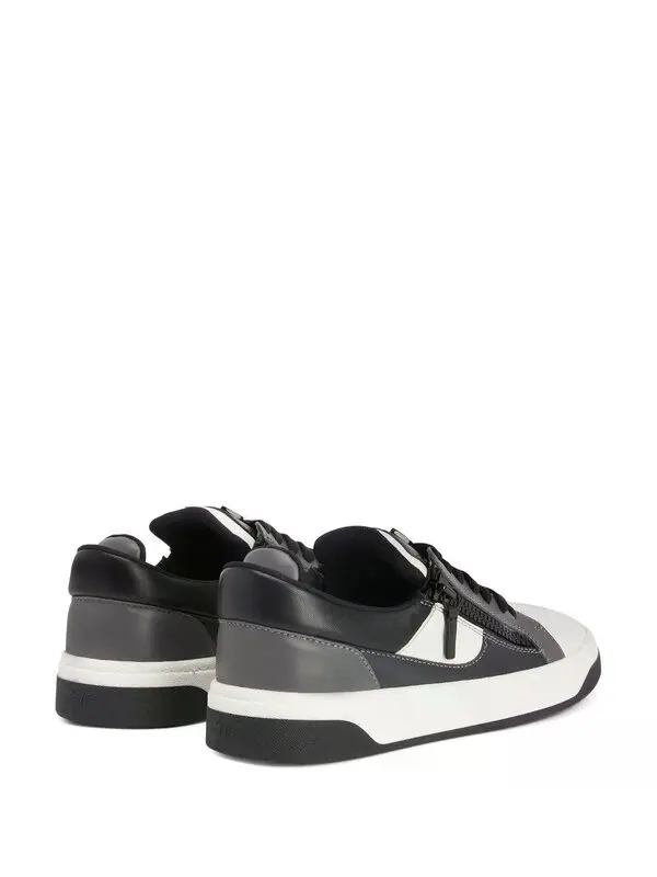 GIUSEPPE ZANOTTI Double-zip Low-top Leather Sneakers - Black