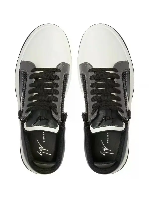 GIUSEPPE ZANOTTI Double-zip Low-top Leather Sneakers - Black