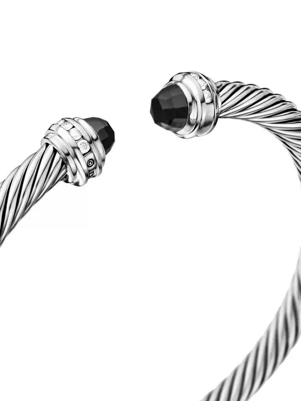 David Yurman Sterling Cable Onyx Diamond Bracelet