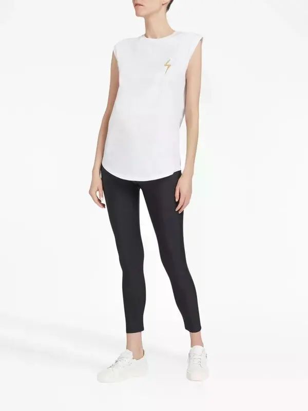 GIUSEPPE ZANOTTI Sleeveless Cotton Top With Embroidered Logo - White
