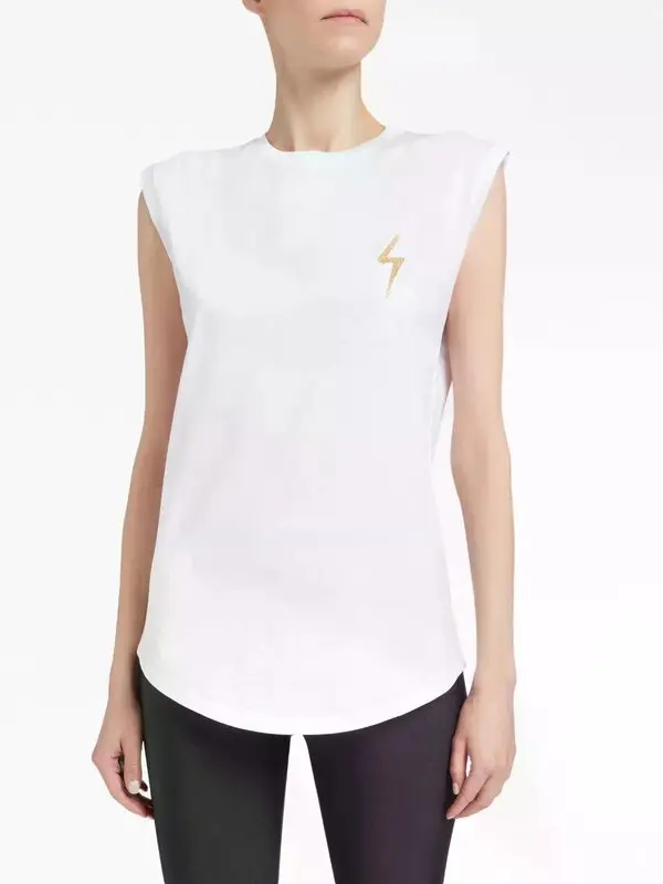 GIUSEPPE ZANOTTI Sleeveless Cotton Top With Embroidered Logo - White