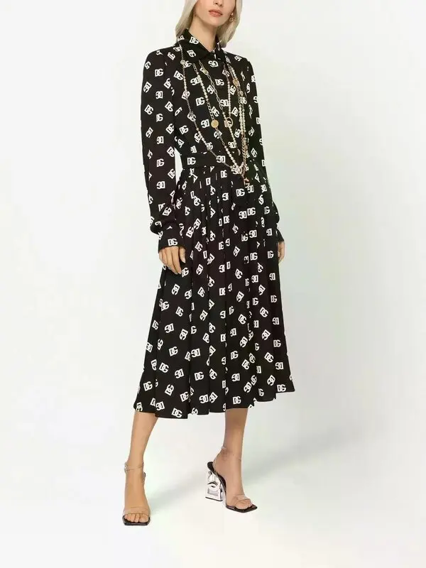Dolce & Gabbana Midi Logo-print Belted Shirt Dress