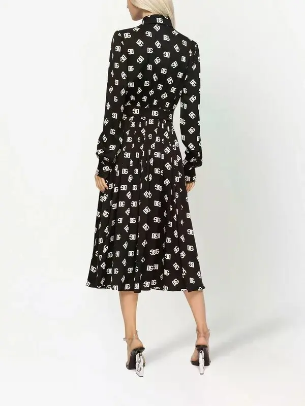 Dolce & Gabbana Midi Logo-print Belted Shirt Dress