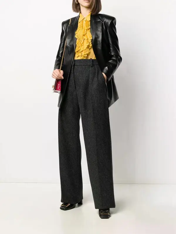 Valentino Garavani Tailored Herringbone Wide-leg Trousers